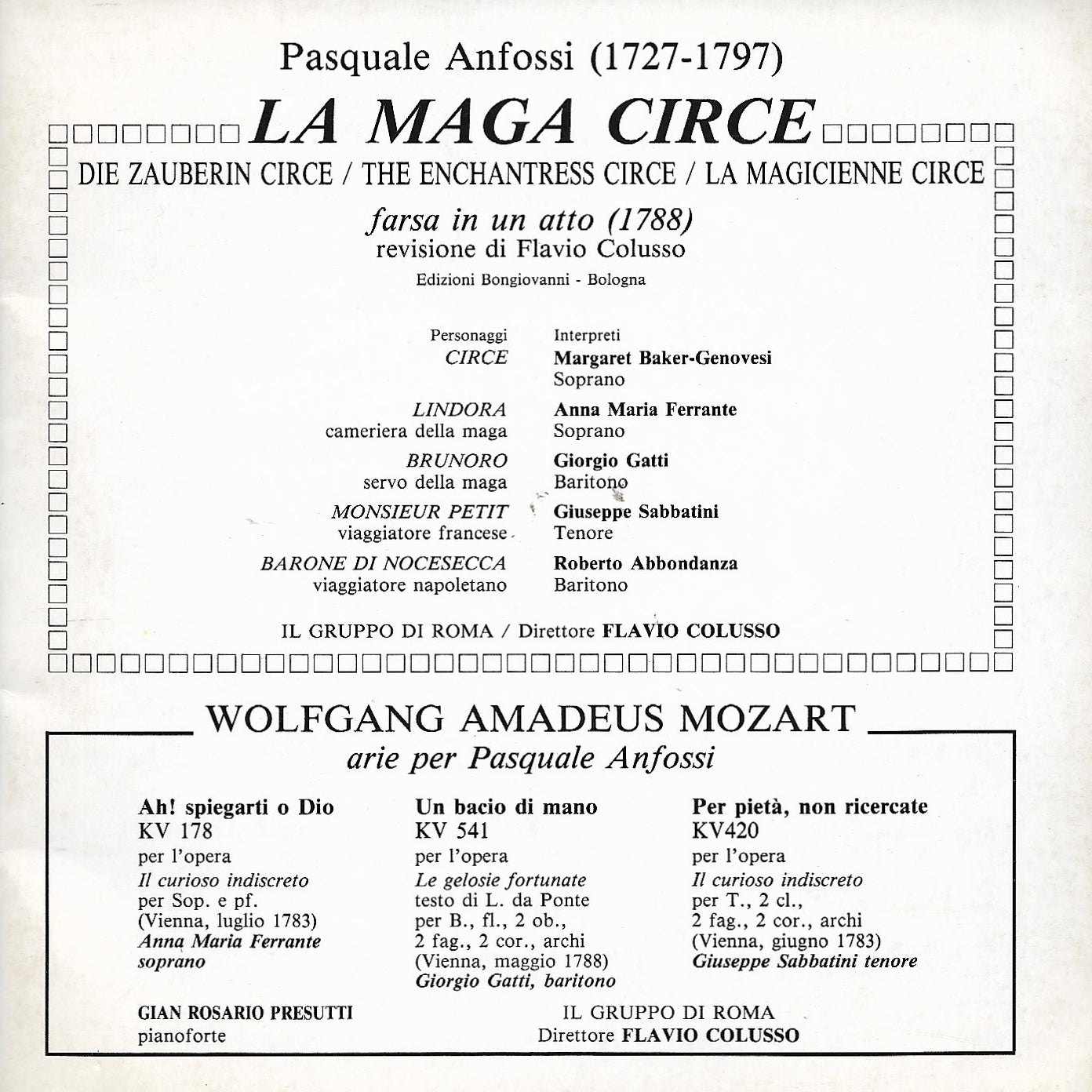 ANFOSSI - La Maga Circe, libretto [it/eng] – Bongiovanni Musica