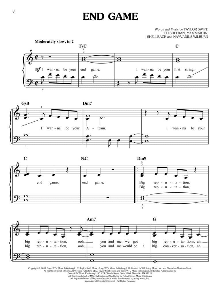 SWIFT - Reputation, spartito ufficiale (Easy Piano) – Bongiovanni Musica