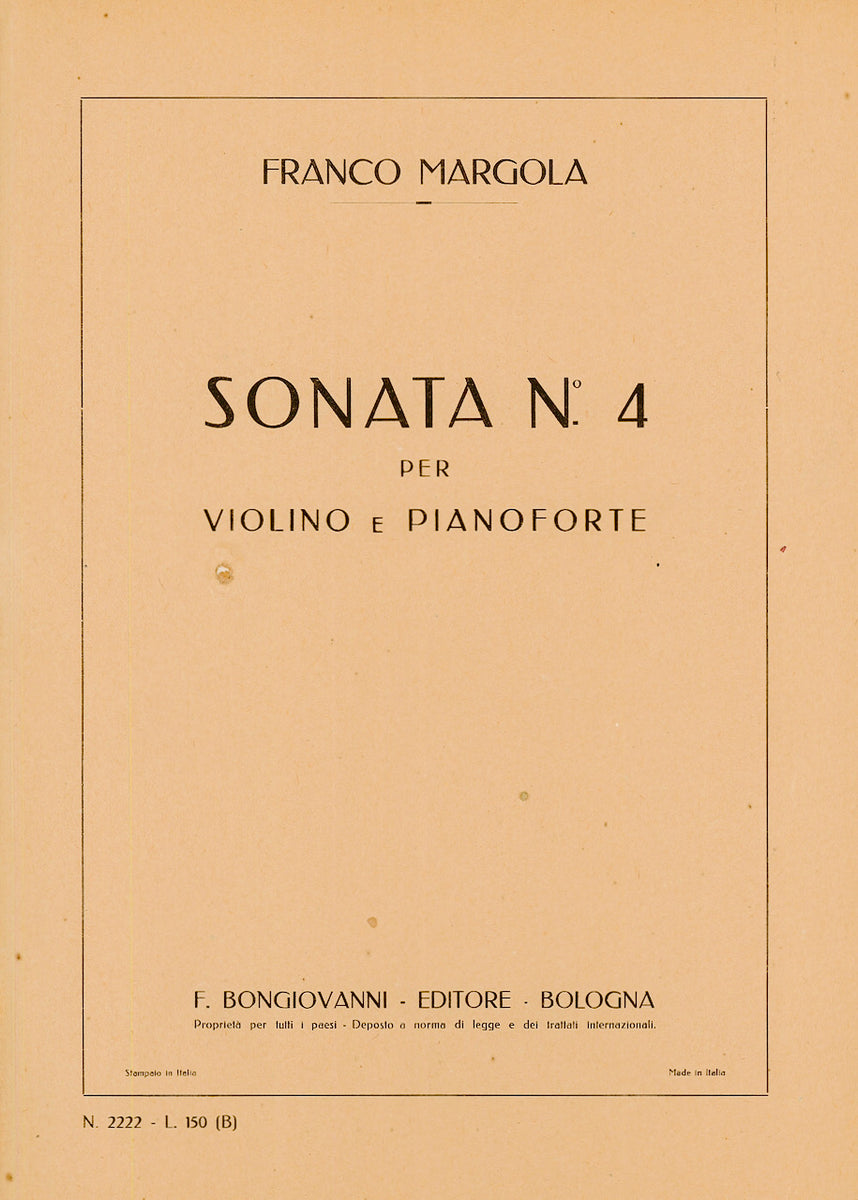 MARGOLA - Sonata N°. 4, per violino e pianoforte – Bongiovanni Musica