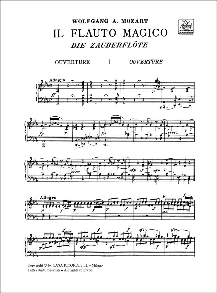 MOZART - Il Flauto Magico, riduzione per canto e pianoforte [it] [ger ...